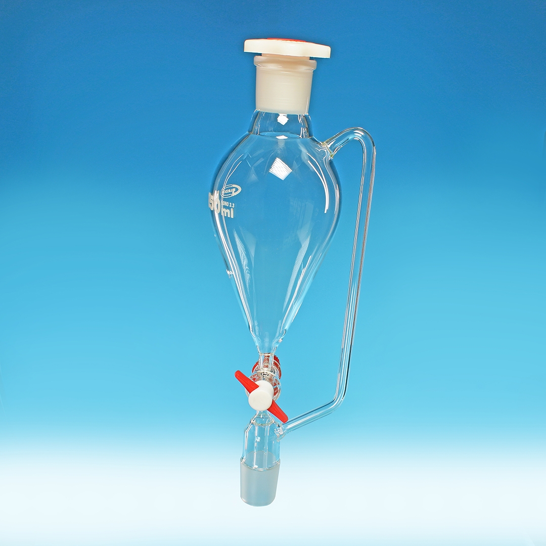 Funnel, Pressure Equalising Funnel, Pear Shape, PTFE Stopcock, Clear ...